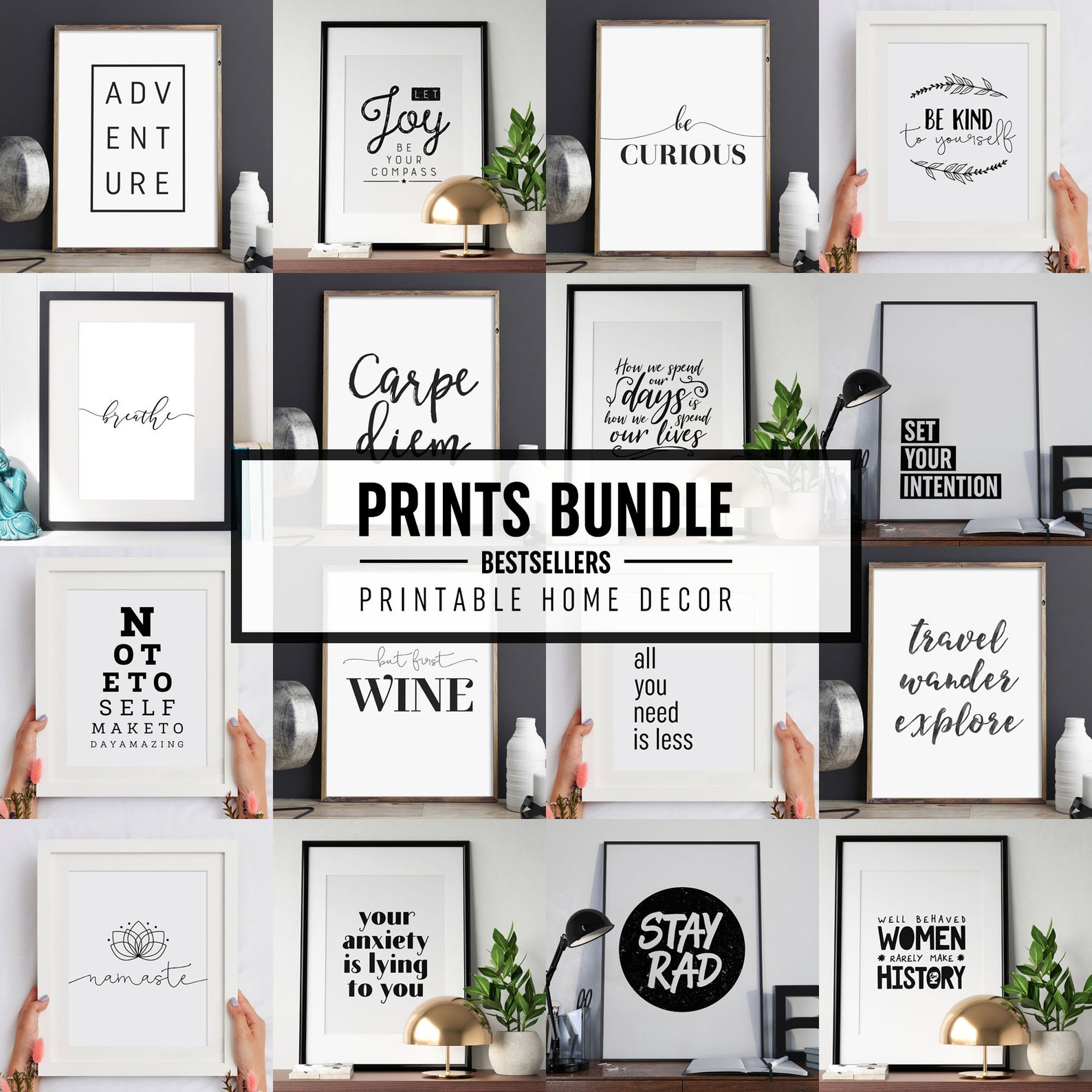 Digital Prints BUNDLE 16 Posters Printable Quotes Wall Art | Etsy