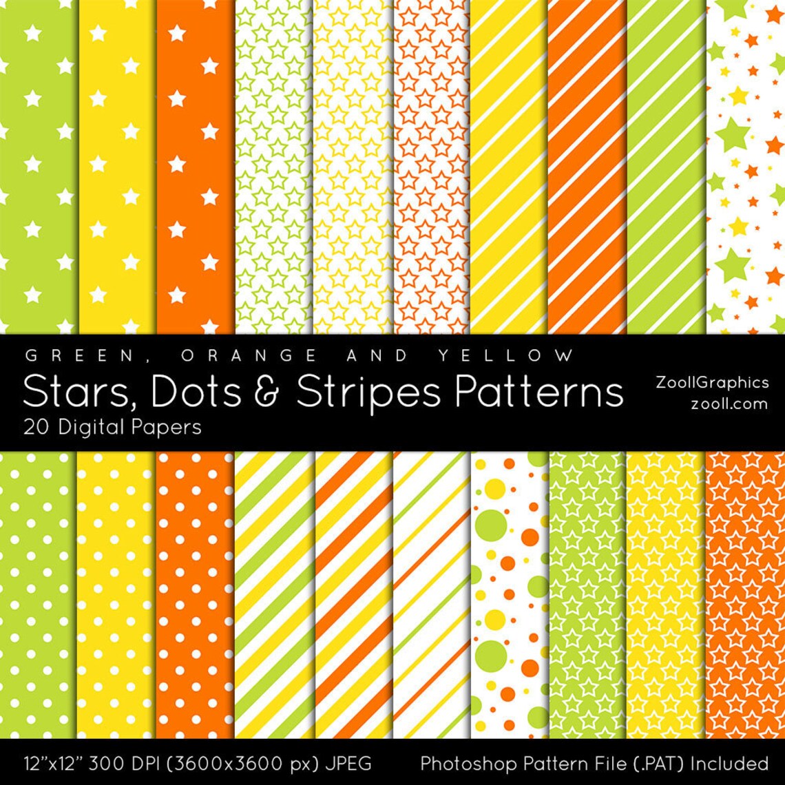 Stars Dots and Stripes Patterns 20 Digital Papers 12x12 - Etsy