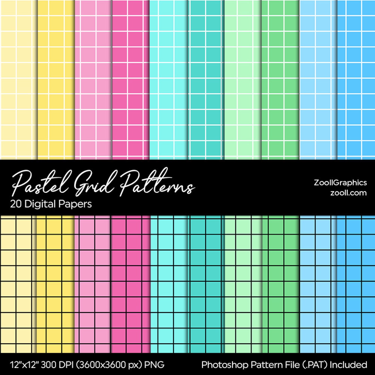 Pastel Grid Patterns 20 Digital Papers 12x12 PAT File - Etsy