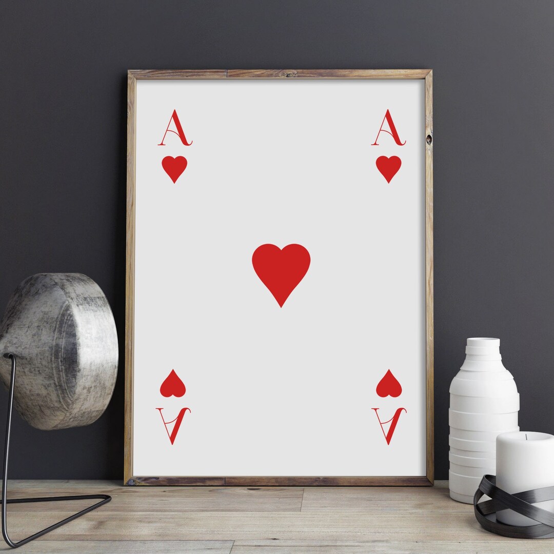 Ace of Hearts Print, Playing Card Poster, Inspirational Printable Wall ...