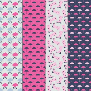 Rainy Day Patterns – Pink Edition, 12 Digital Papers (12“x12 ...