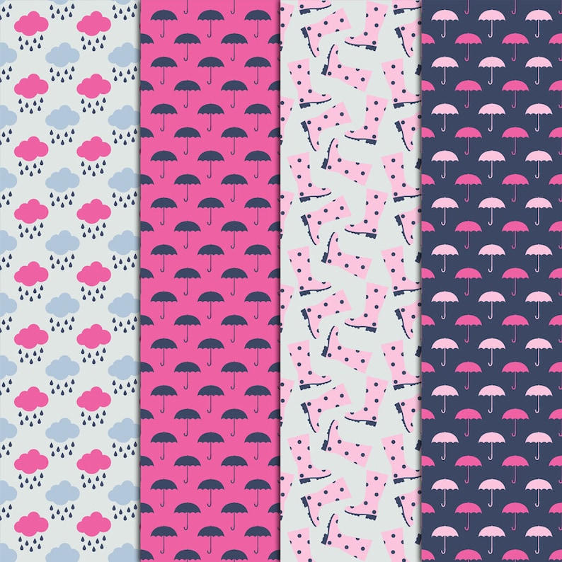 Rainy Day Patterns Pink Edition 12 Digital Papers | Etsy