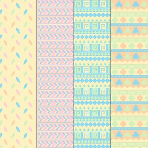 Bohemian Tribal-pastel Edition, 12 Digital Papers (12“x12“), PAT File ...