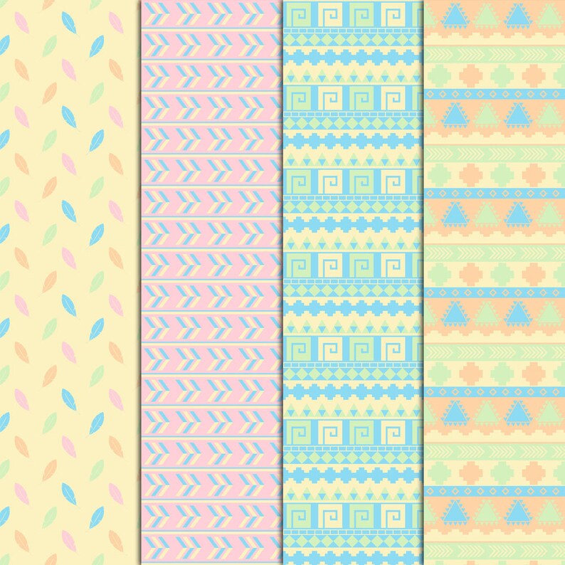 Bohemian Tribal-pastel Edition 12 Digital Papers 12x12 - Etsy
