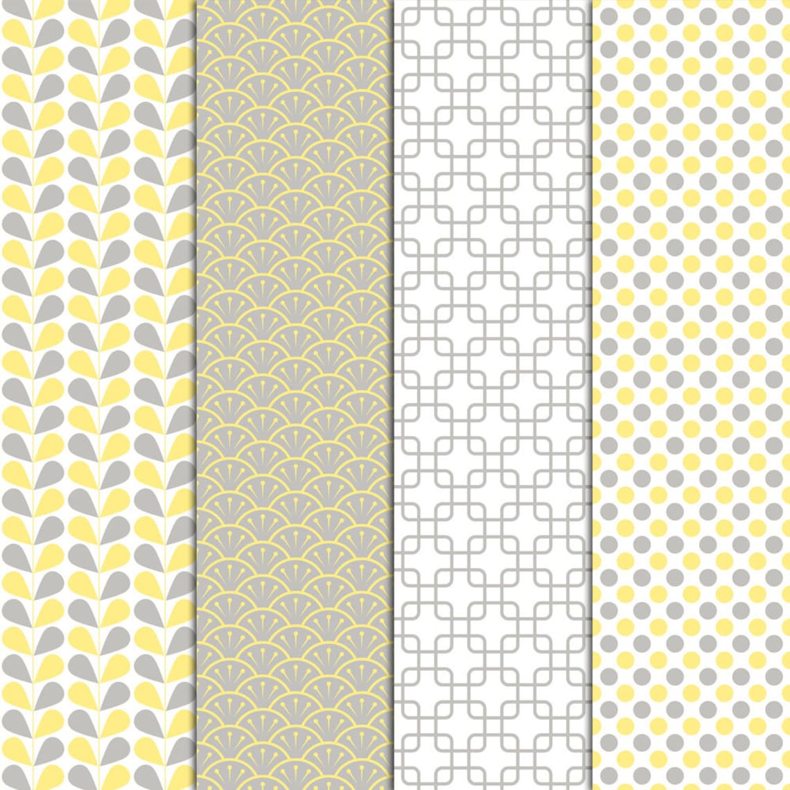 Yellow and Gray Patterns 20 Digital Papers 12x12 | Etsy