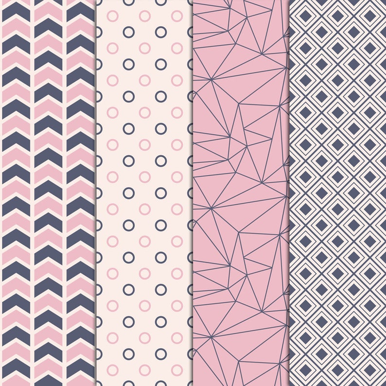 Purple And Pink Patterns 20 Digital Papers 12x12 | Etsy