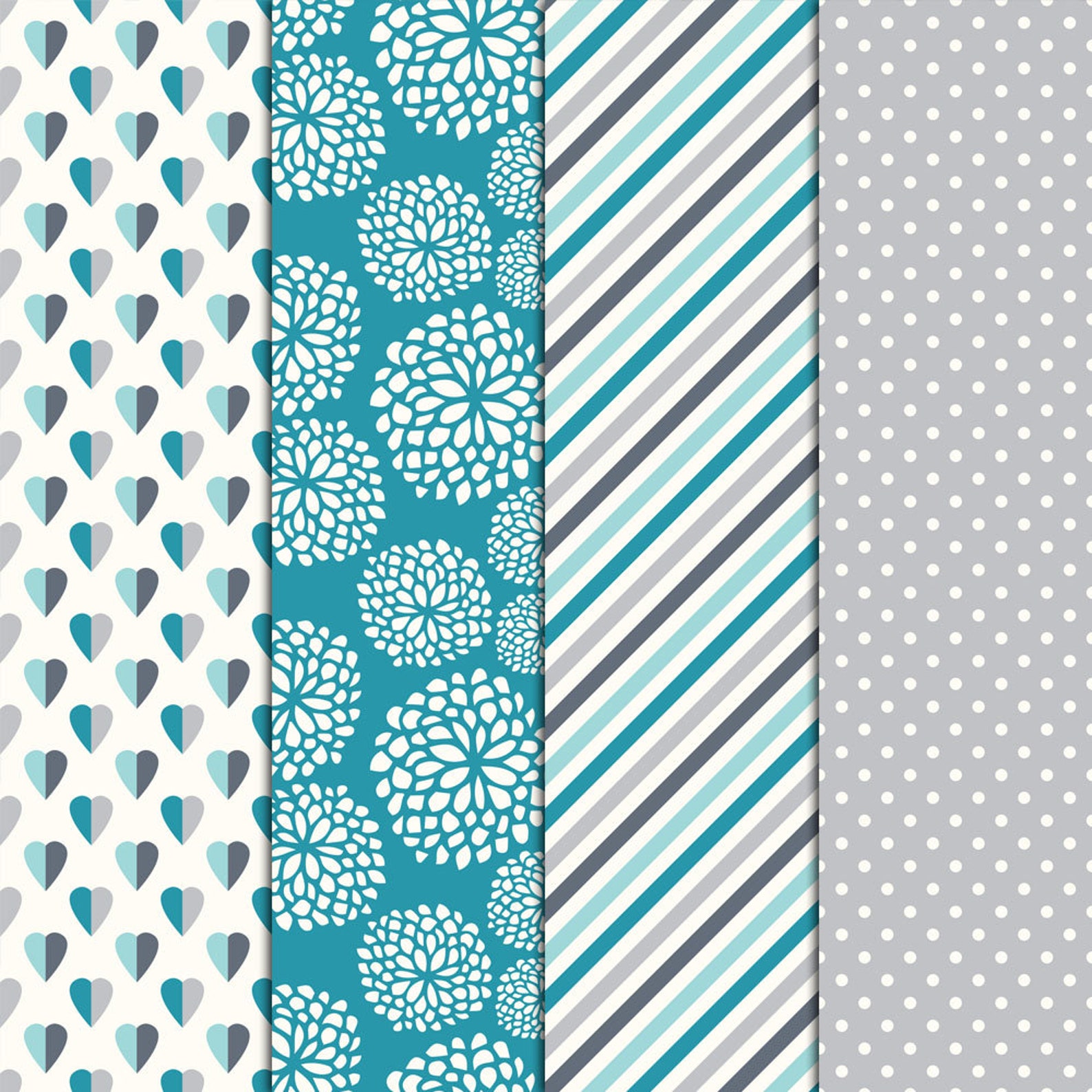 Blue and Gray/grey Patterns Digital Paper 20 Digital Papers - Etsy