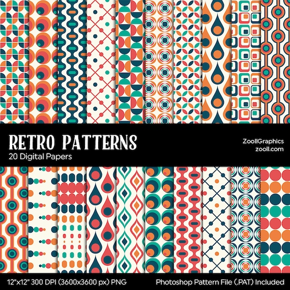 Retro Patterns 60's/70's Patterns 20 Digital Papers - Etsy
