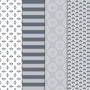 Gray/grey Patterns, 20 Digital Papers (12“x12“), PAT File Included ...