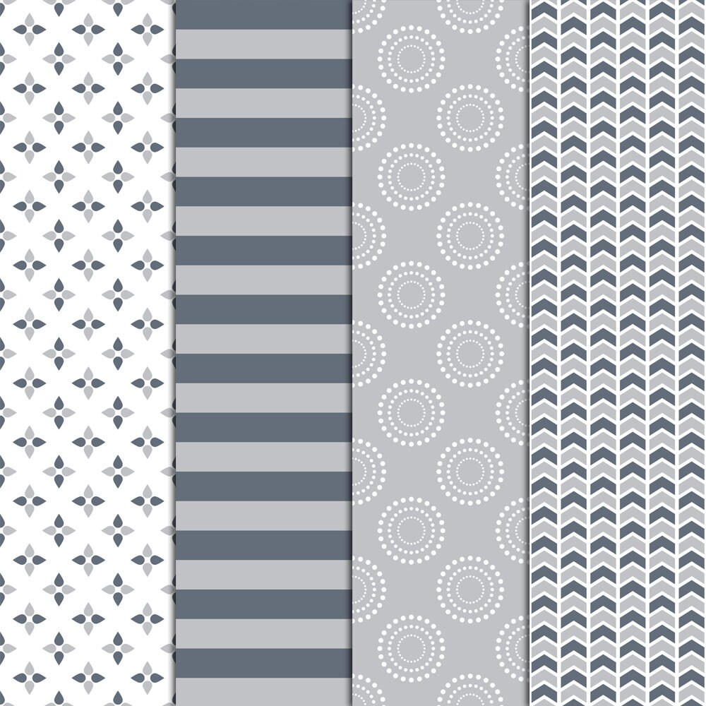 Gray/Grey Patterns 20 Digital Papers 12x12 PAT File | Etsy