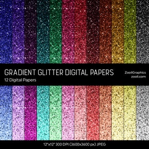 Gradient Glitter Digital Papers, Scrapbooking Papers, Ombre Glitter ...