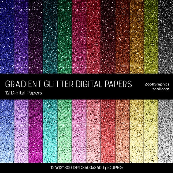 Gradient Glitter Digital Papers Scrapbooking Papers Ombre | Etsy