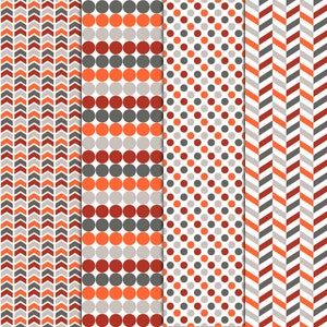 Orange, Red & Grey/gray Patterns, 20 Digital Papers 12“x12“, Photoshop ...