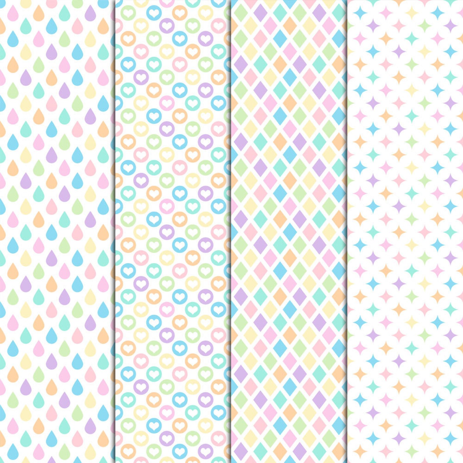 Pretty Pastel Patterns 20 Digital Papers 12x12 Photoshop - Etsy