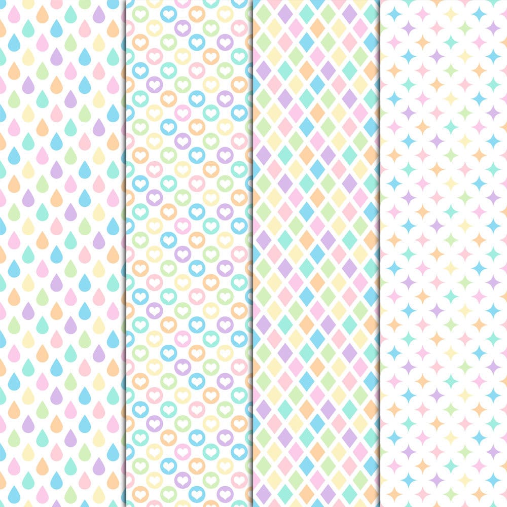 Pretty Pastel Patterns 20 Digital Papers 12x12 Photoshop | Etsy