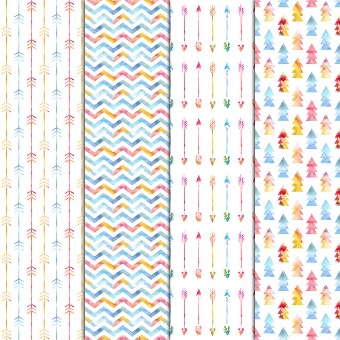 Watercolor Arrows Patterns 12 Digital Papers 12x12 - Etsy