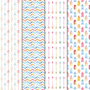 Watercolor Arrows Patterns, 12 Digital Papers (12“x12“), Photoshop ...