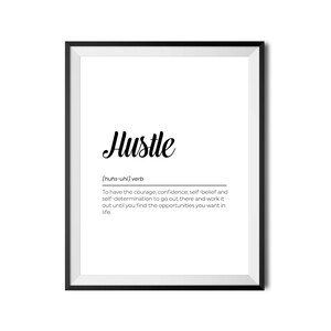 Hustle Definition Print, Motivational Quote Poster, Office Wall Art ...