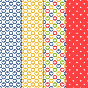 Back to School Patterns, 20 Digital Papers (12“x12“), Primary Colors ...