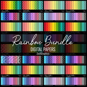 Rainbow Digital Papers BUNDLE, Over 300 Digital Papers 12“x12“, Rainbow ...