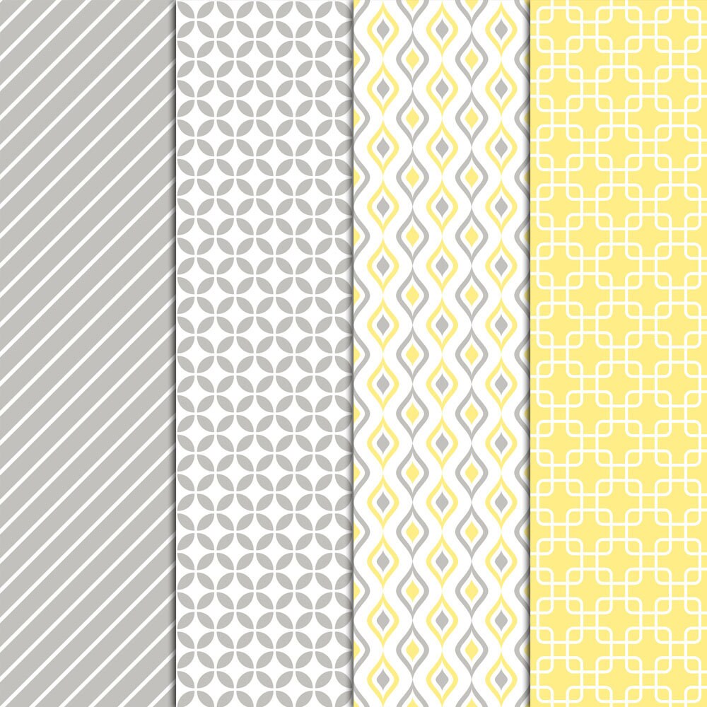 Yellow and Gray Patterns 20 Digital Papers 12x12 | Etsy