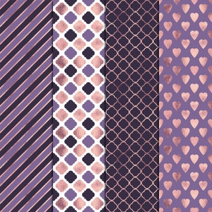 Lavender & Rose Gold Patterns, 20 Digital Papers 12“x12“, PAT File ...