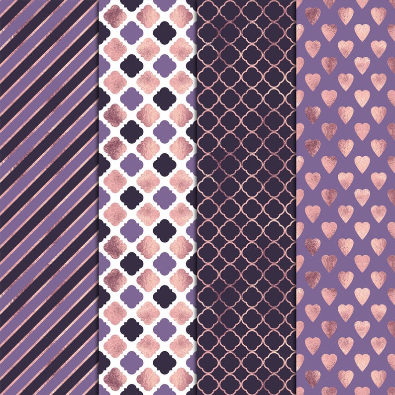 Lavender & Rose Gold Patterns 20 Digital Papers 12x12 PAT - Etsy