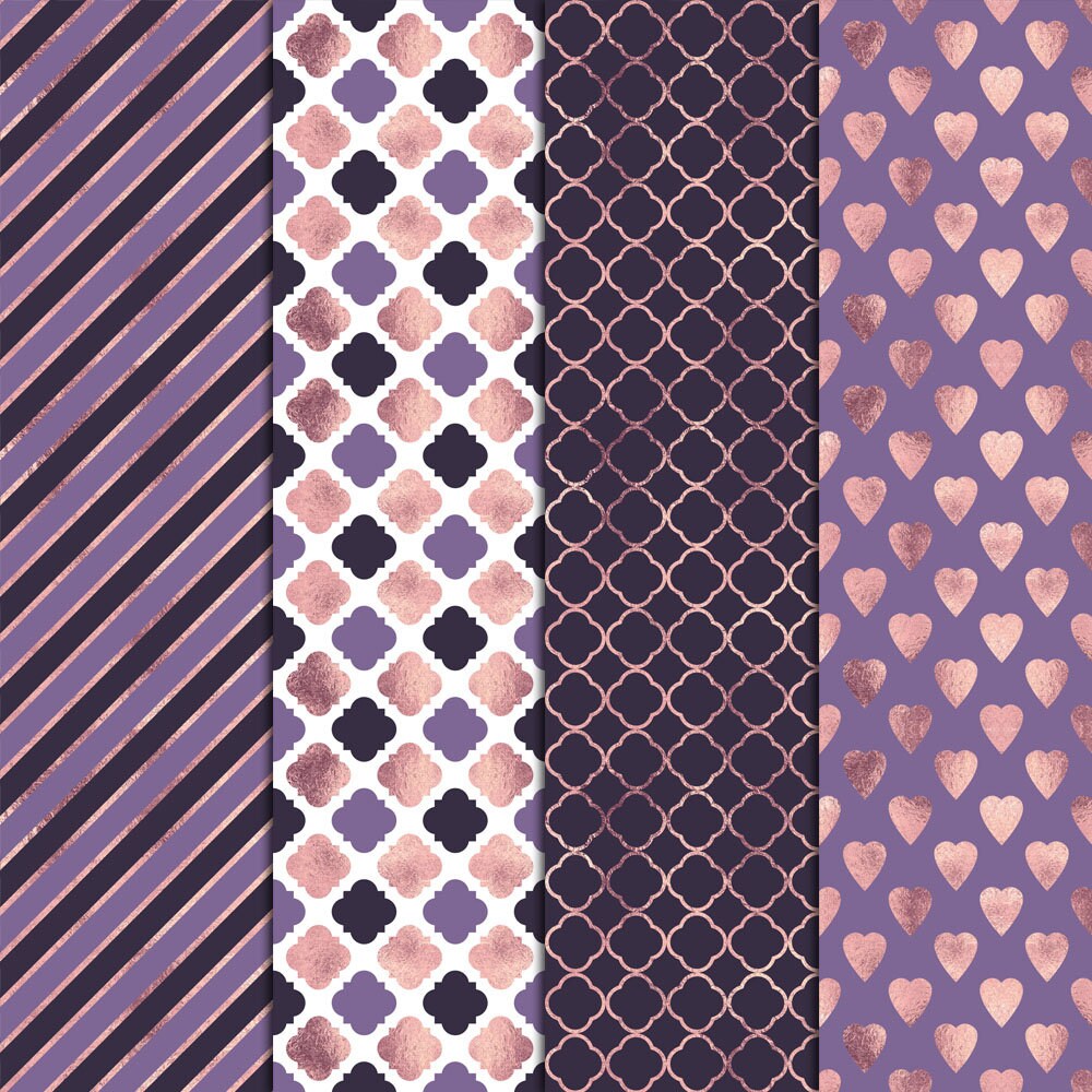 Lavender & Rose Gold Patterns 20 Digital Papers 12x12 PAT | Etsy