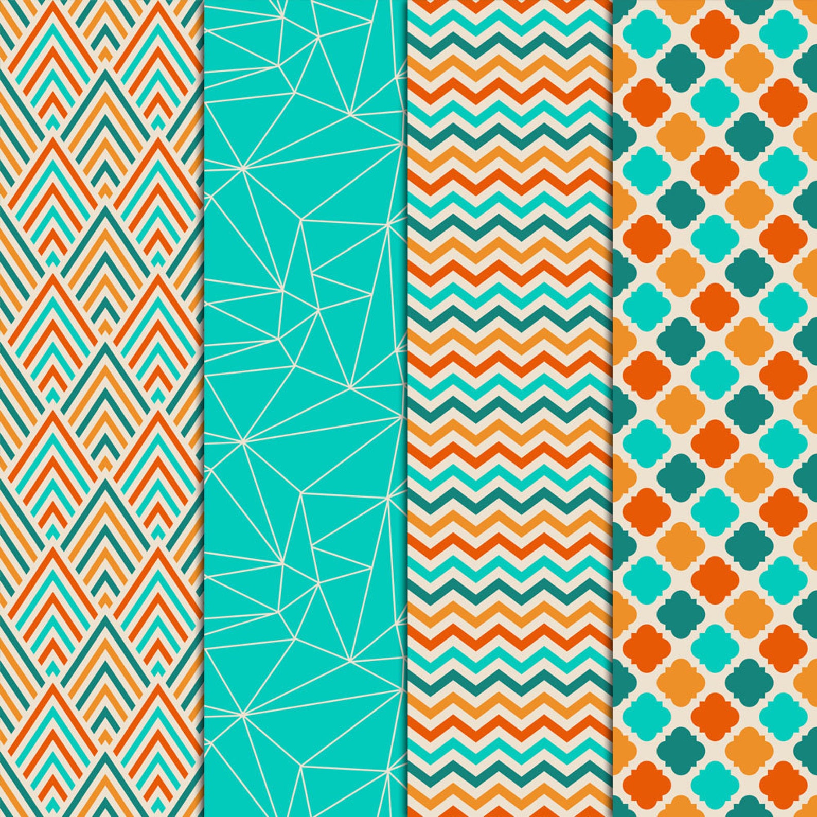 Orange and Teal Patterns 20 Digital Papers 12x12 Pattern - Etsy