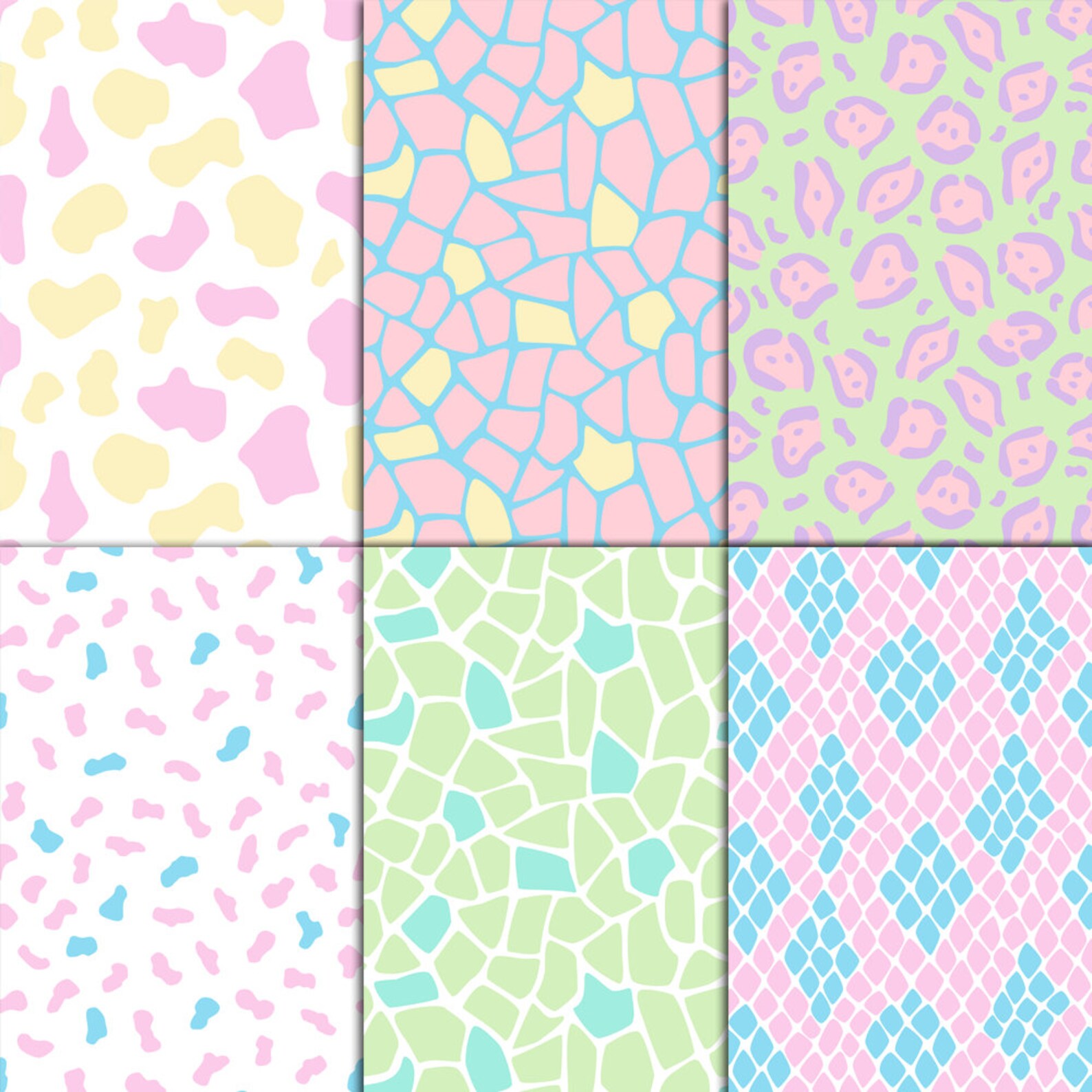 Pastel Animals Patterns 18 Digital Papers 12x12 - Etsy