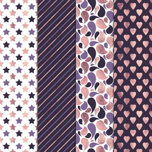 Lavender & Rose Gold Patterns, 20 Digital Papers 12“x12“, PAT File ...