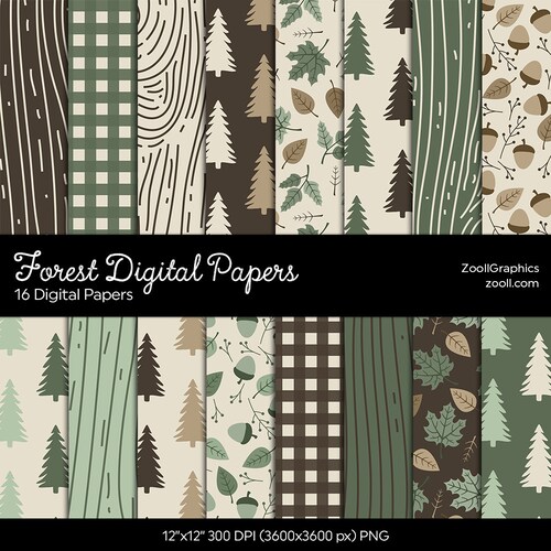 Forest Digital Papers Autumn Leaves Fall Scrapbooking Paper - Etsy