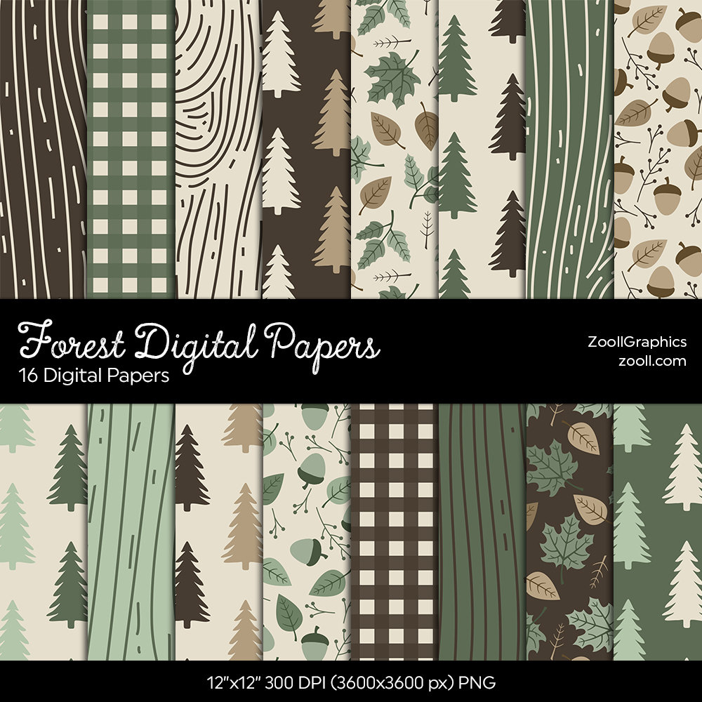 Forest Digital Papers Autumn Leaves Fall Scrapbooking Paper - Etsy