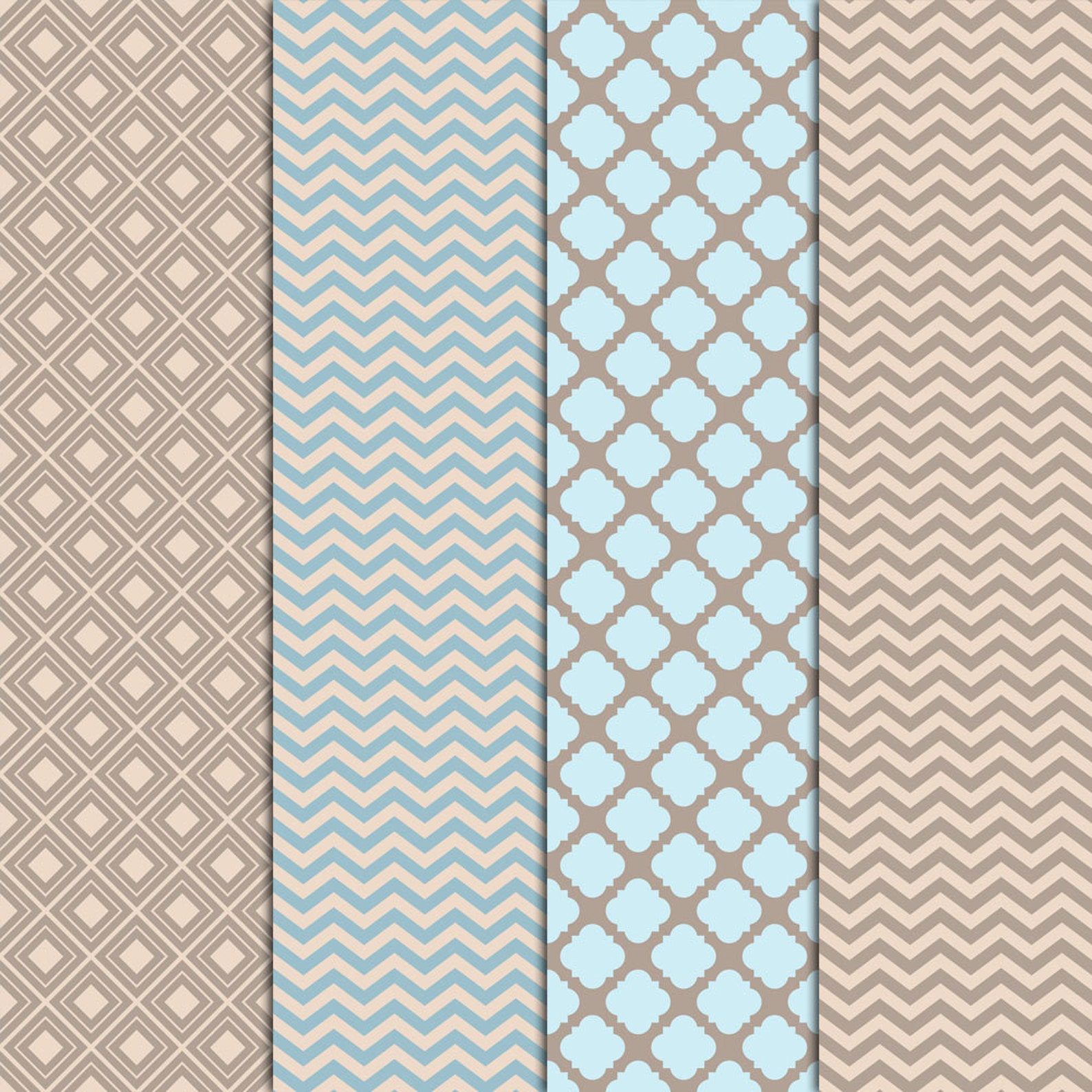 Blue and Beige Patterns 20 Digital Papers 12x12 Baby Boy - Etsy