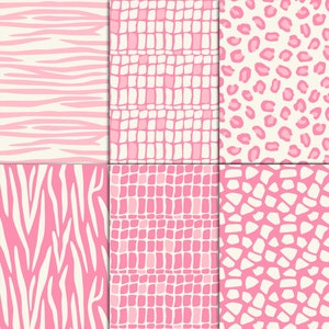 Pink Animals Patterns, 18 Digital Papers (12“x12“), Photoshop Pattern ...