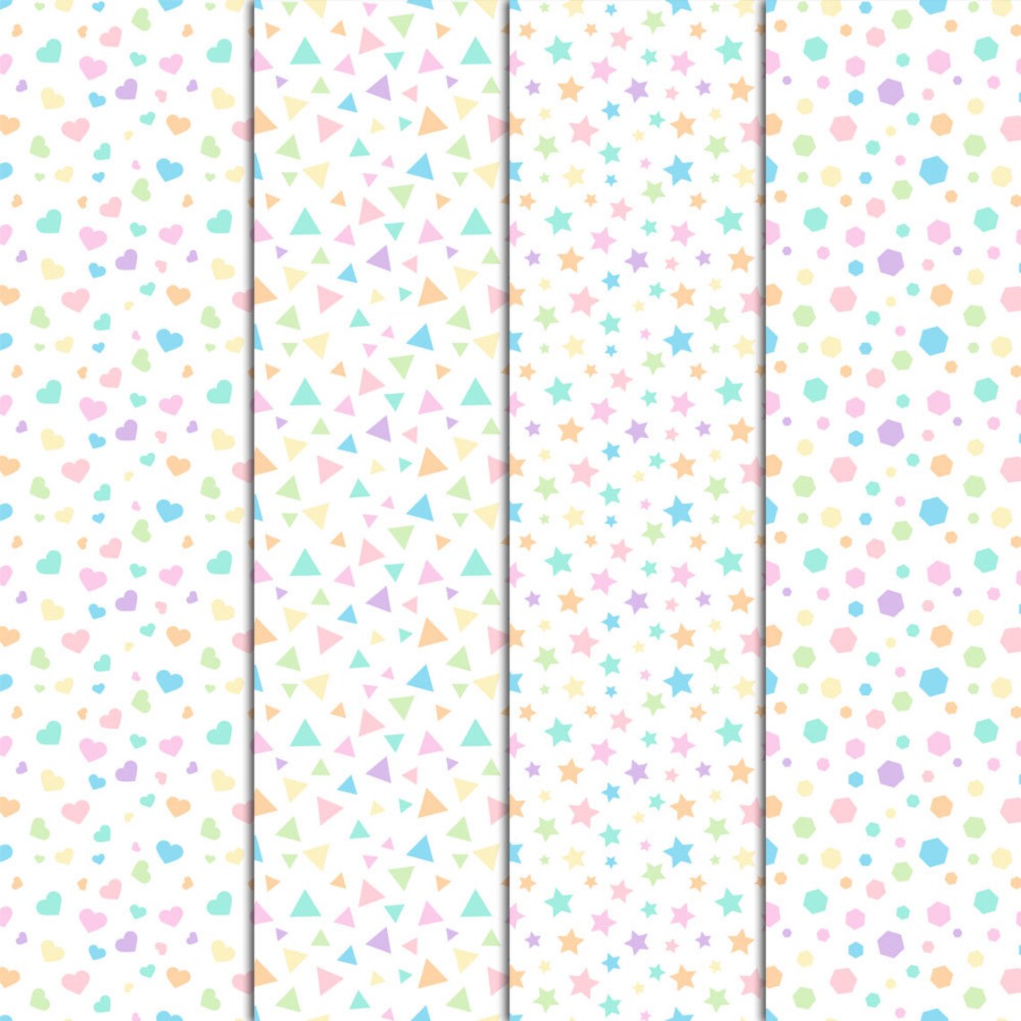 Pastel Confetti Patterns 12 Digital Papers 12x12 Birthday - Etsy