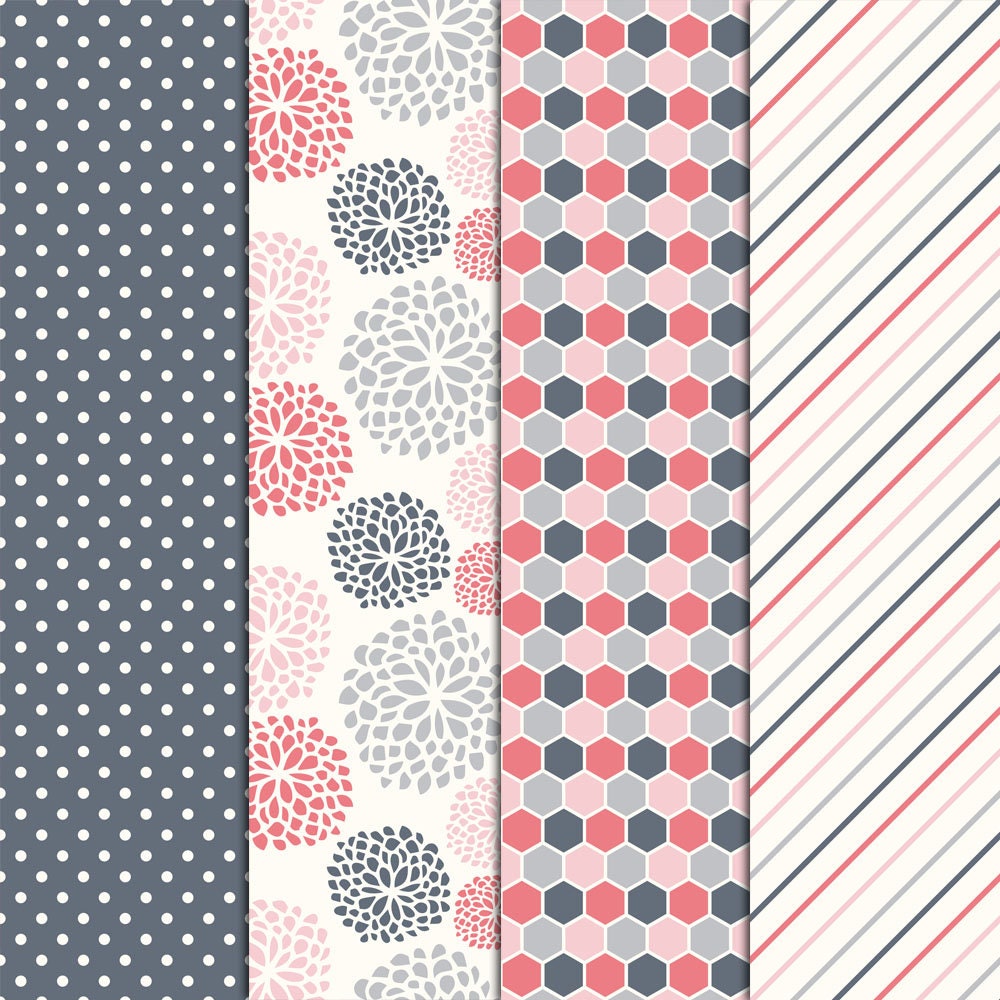 Pink And Gray/Grey Patterns Digital Paper 20 Digital Papers | Etsy