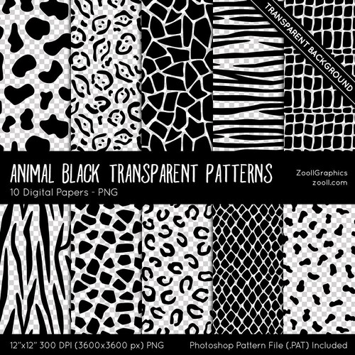 Black Transparent Patterns 20 Digital Papers 12x12 - Etsy