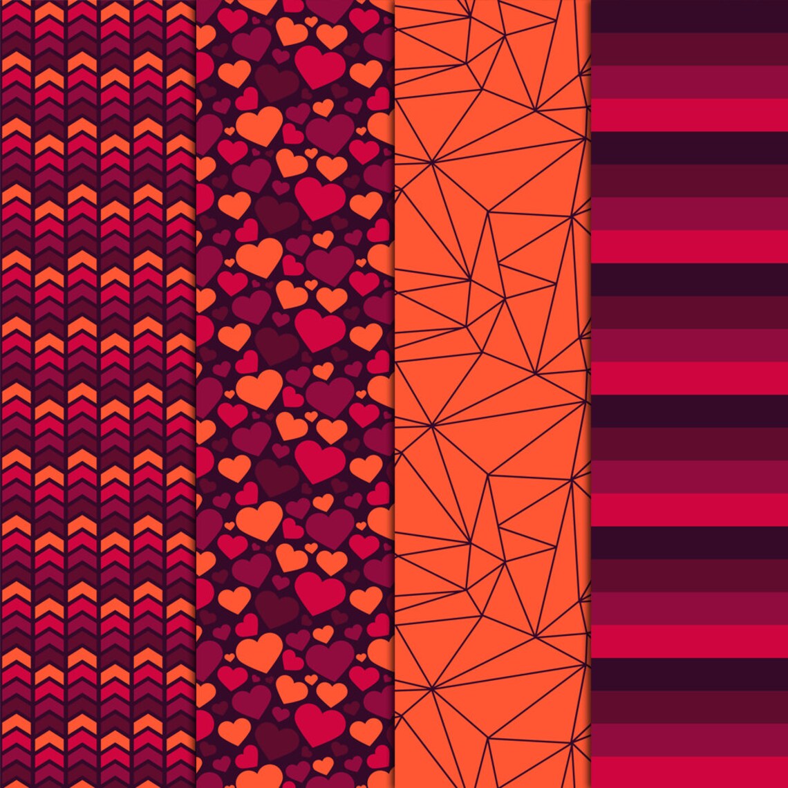 Purple Pink and Orange Patterns 20 Digital Papers - Etsy