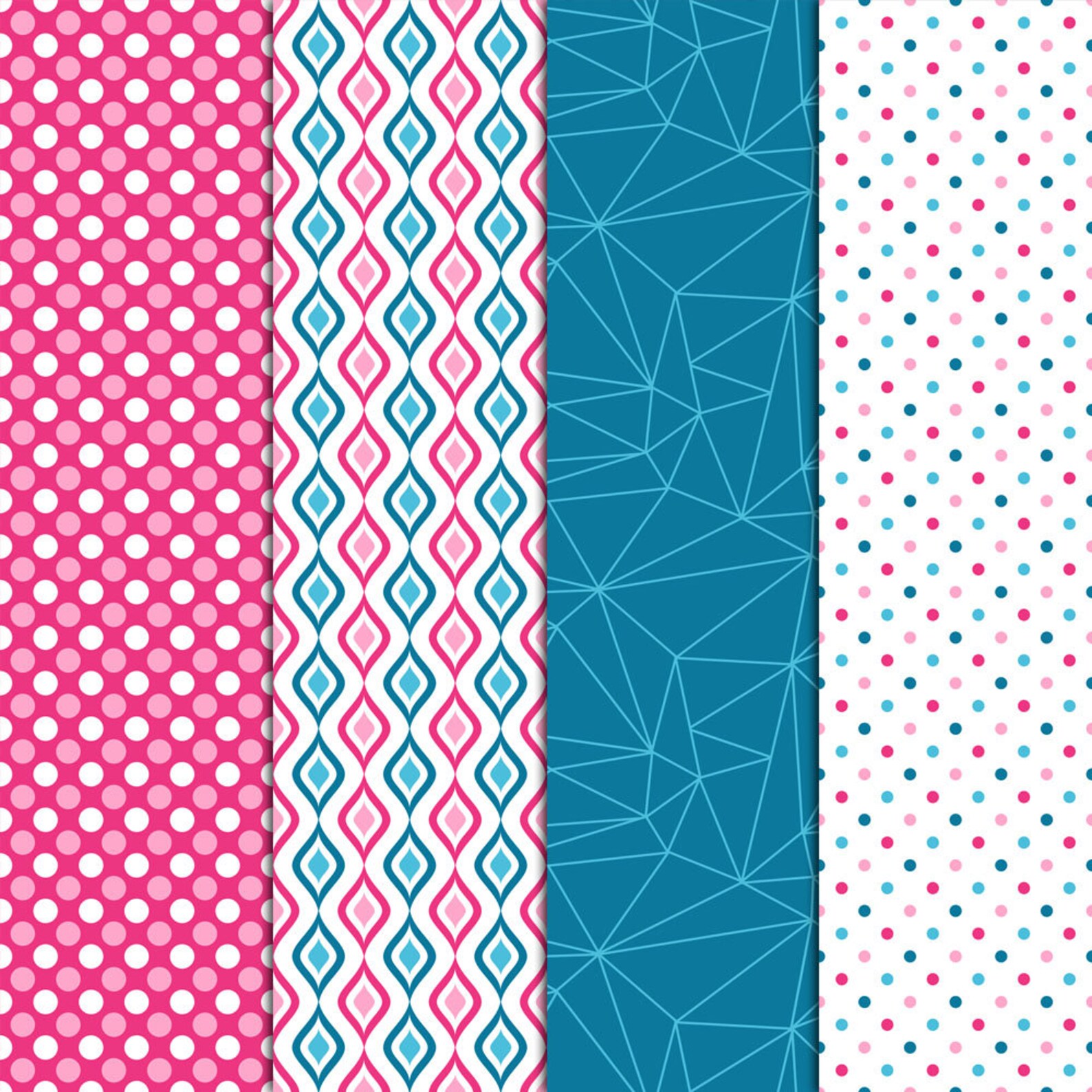 Pink and Blue Patterns 20 Digital Papers 12x12 Photoshop - Etsy