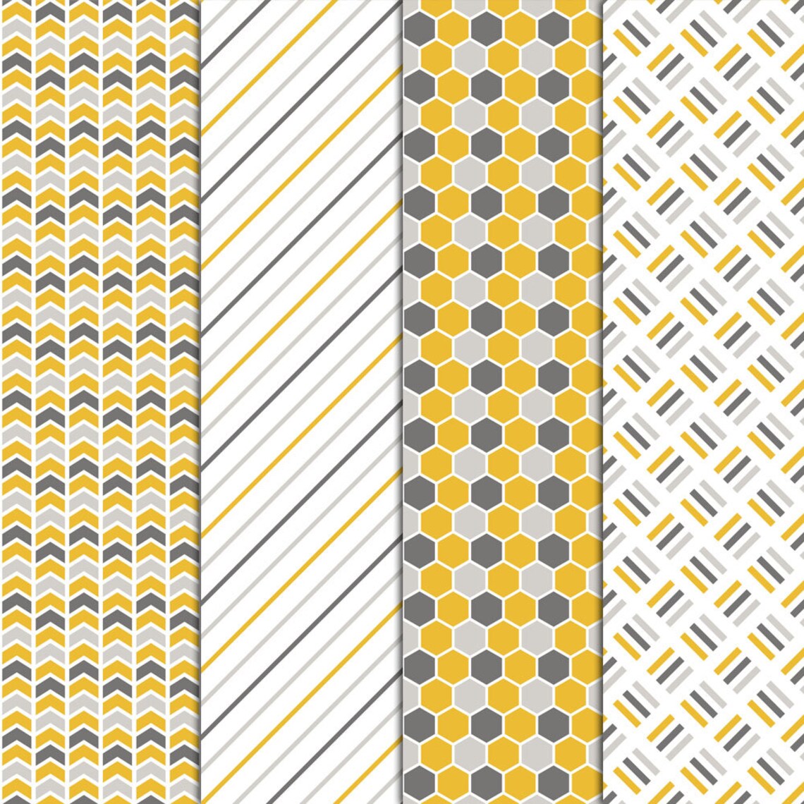 Mustard & Gray Patterns 20 Digital Papers 12x12 Photoshop - Etsy