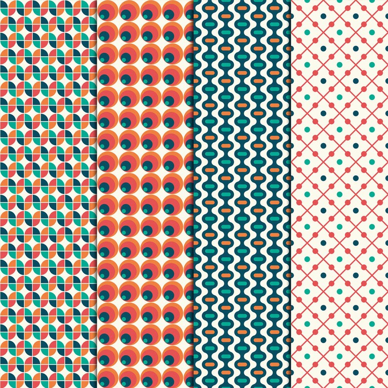 Retro Patterns 60's/70's Patterns 20 Digital Papers - Etsy