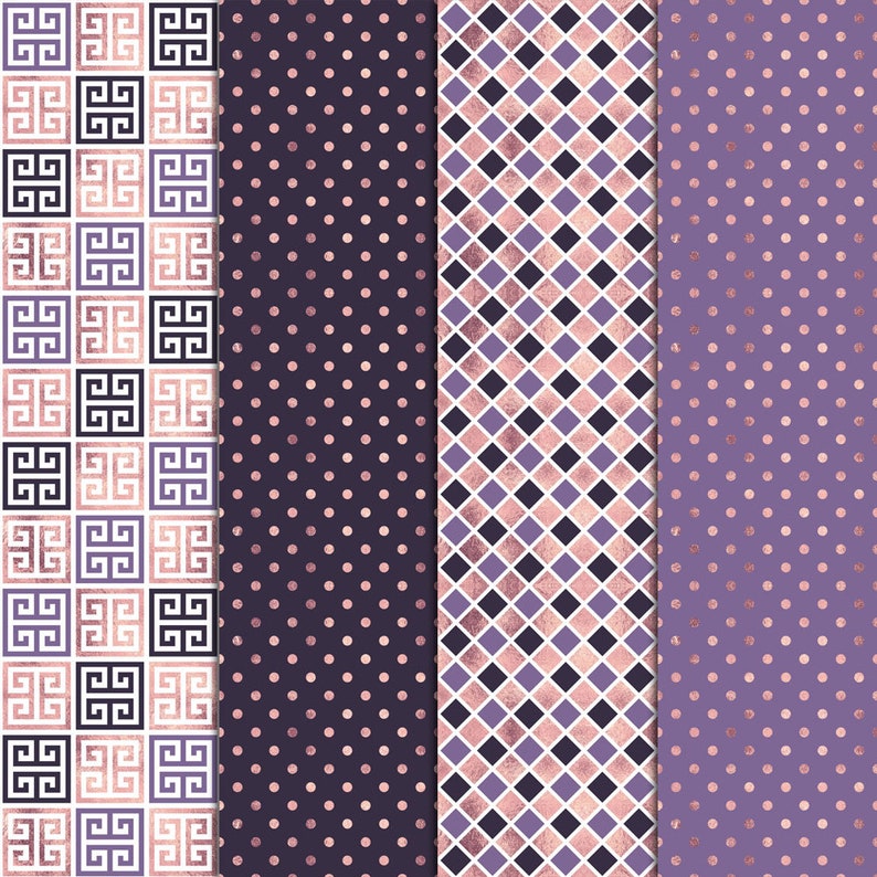 Lavender & Rose Gold Patterns 20 Digital Papers 12x12 PAT - Etsy