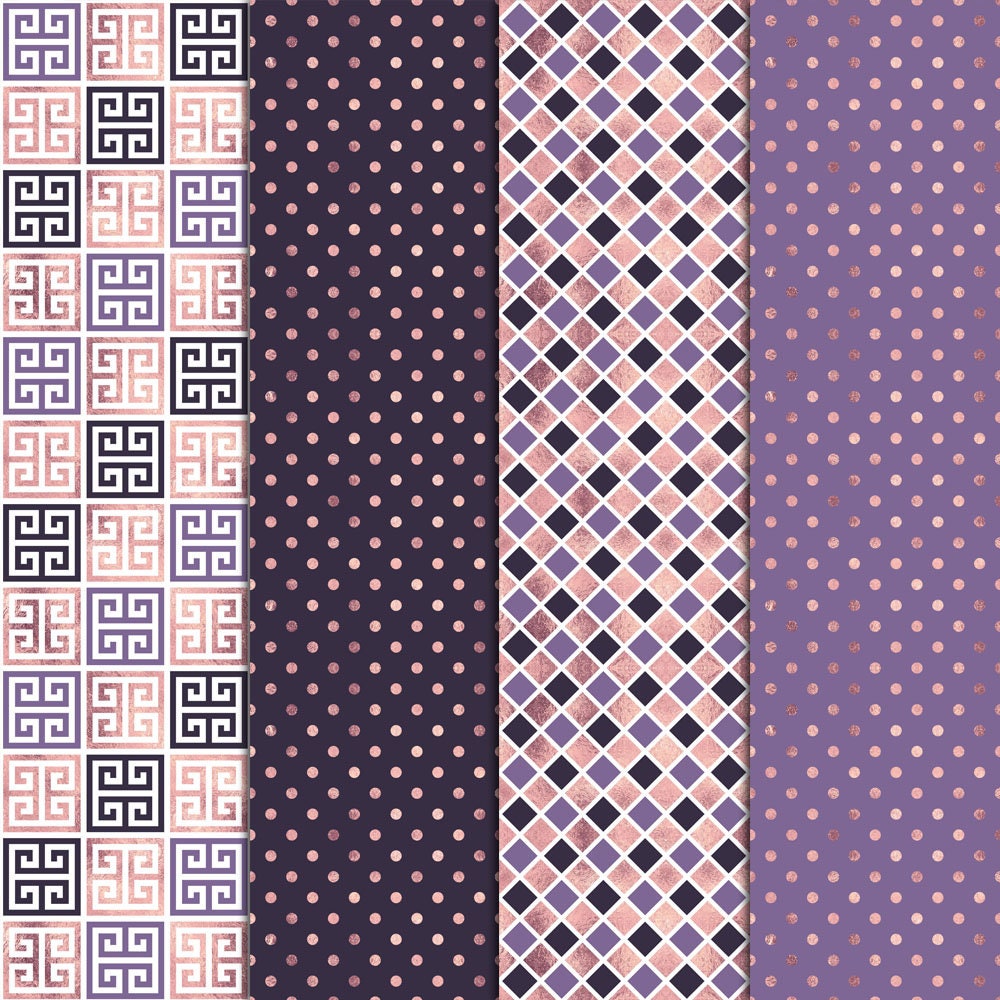 Lavender & Rose Gold Patterns 20 Digital Papers 12x12 PAT | Etsy