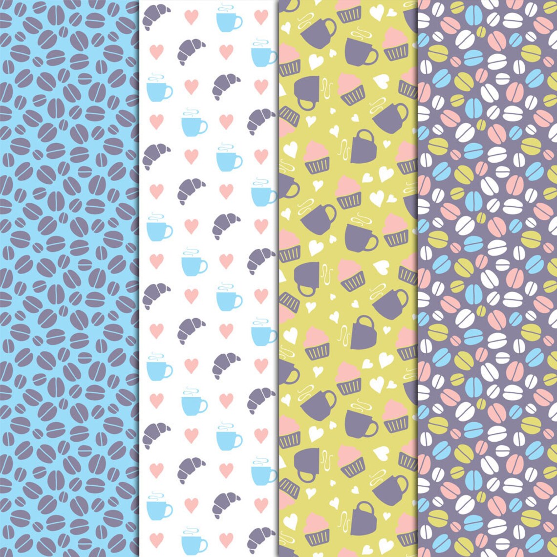 Coffee Break Patterns Soft Spring Pastel 16 Digital Papers - Etsy