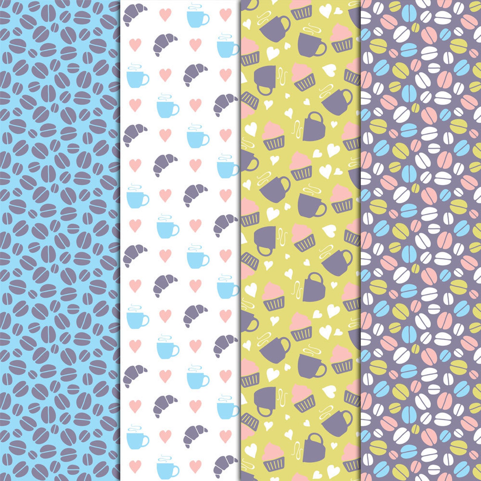 Coffee Break Patterns Soft Spring Pastel 16 Digital Papers - Etsy