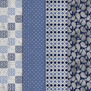 Blue & Silver Patterns, 20 Digital Papers 12“x12“, Photoshop Pattern ...