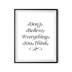 Don't Believe Everything You Think Print, Mental Health Poster ...