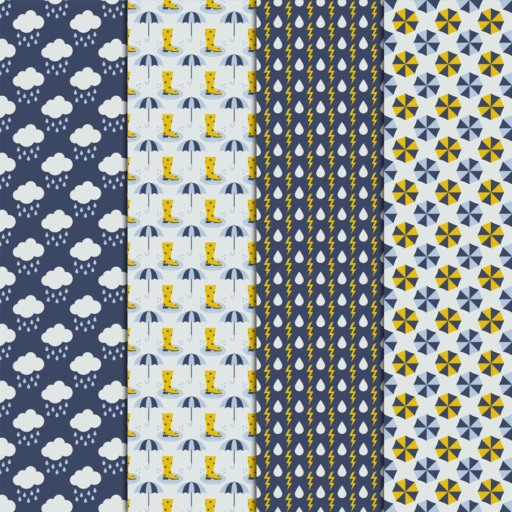 Rainy Day Patterns 12 Digital Papers 12x12 Photoshop | Etsy