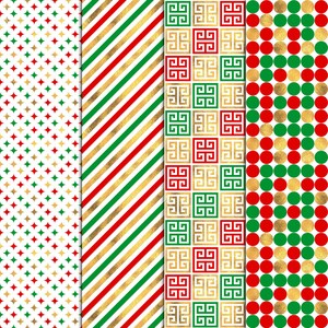Red, Green & Gold Patterns, 20 Digital Papers 12“x12“, Christmas Papers ...